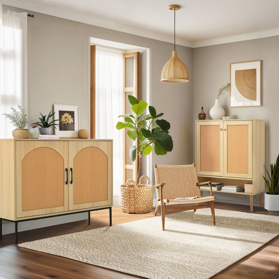 Hauss Sploe Sideboard Rattan Sideboard Kombination Mit Großem Stauraum