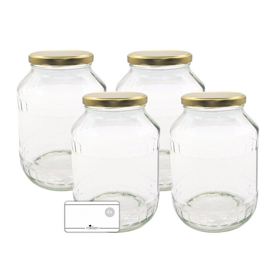 Mikken Einmachglas 4 Große Vorratsgläser 1700 Ml Spar Set 4er Set