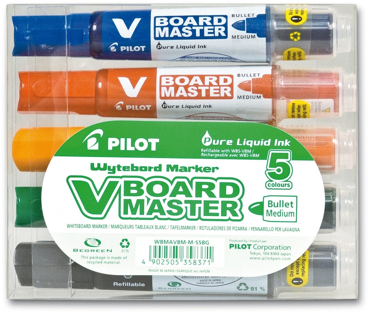 Pilot Pen Whiteboard Marker, Whiteboard Marker V BOARDMASTER BEGREEN Set