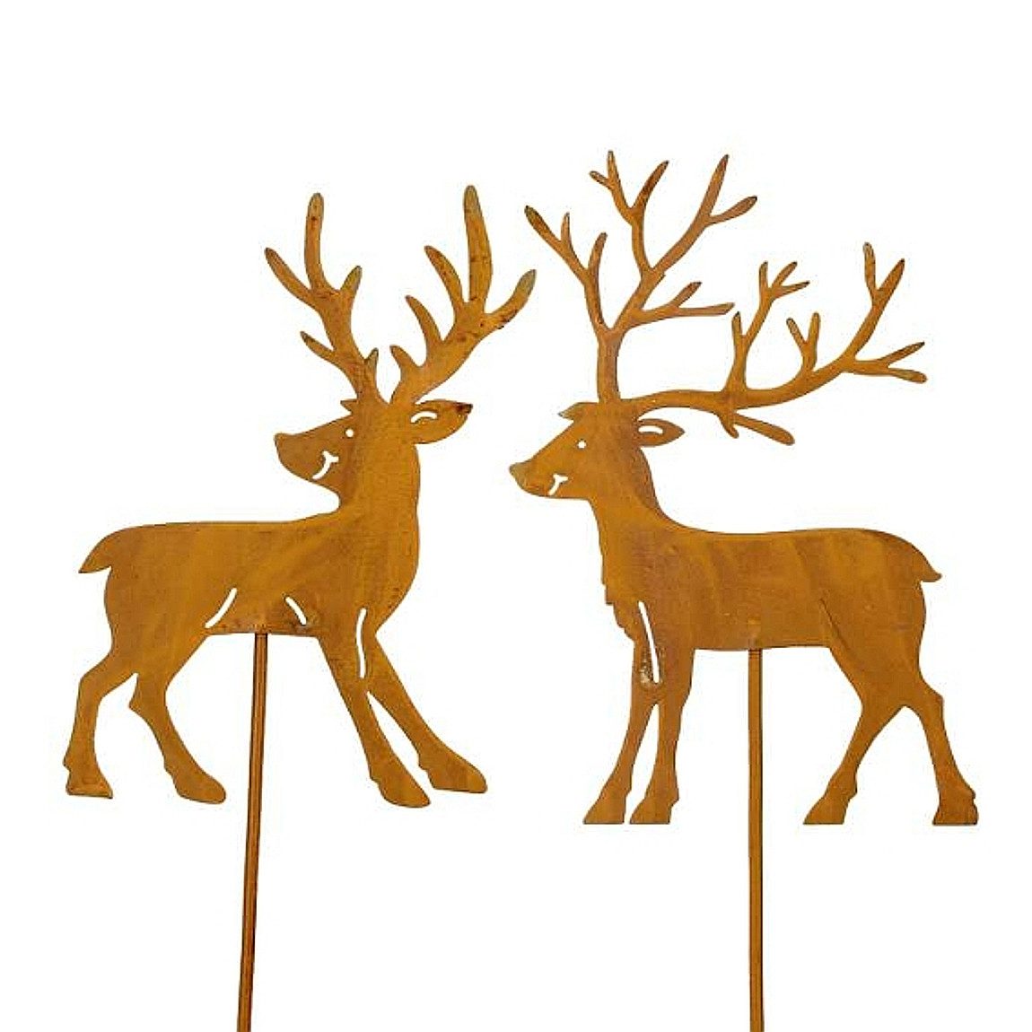 Macosa Home Dekofigur Dekostecker Hirsch 2er Set Rost 55 Cm Metall 2
