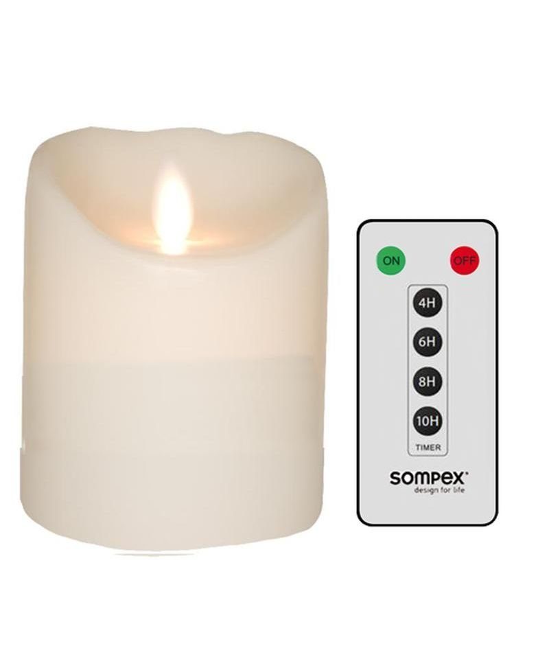 Sompex Led Kerze Flame Led Kerze Weiß 10cm Mit Fernbedienung Set 2