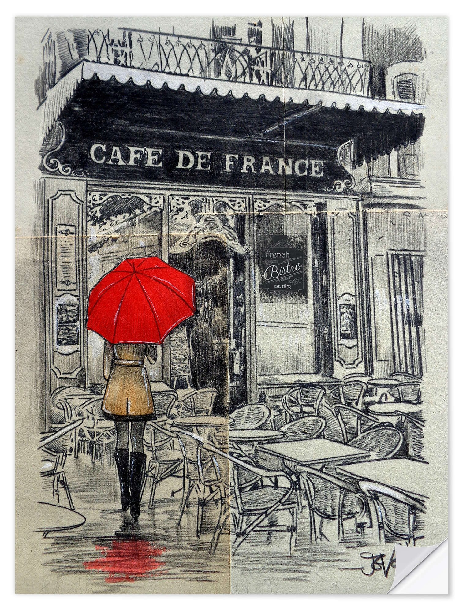 Posterlounge Wandfolie Loui Jover Café In Frankreich Wohnzimmer