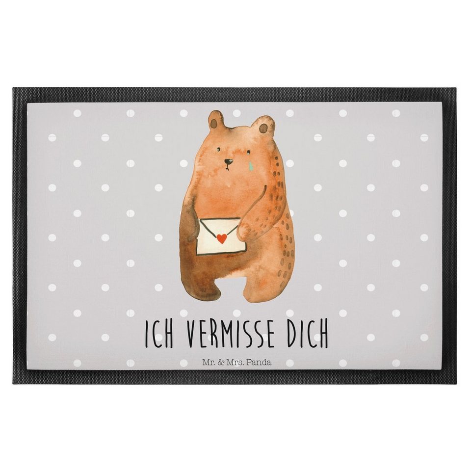 Fußmatte 40 X 60 Cm Bär Ich Vermisse Dich Grau Pastell Geschenk
