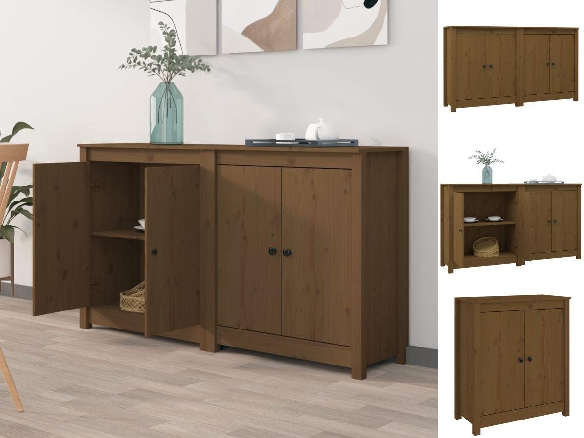 Vidaxl Anrichte Sideboards 2 Stk Honigbraun 70x35x80 Cm Massivholz
