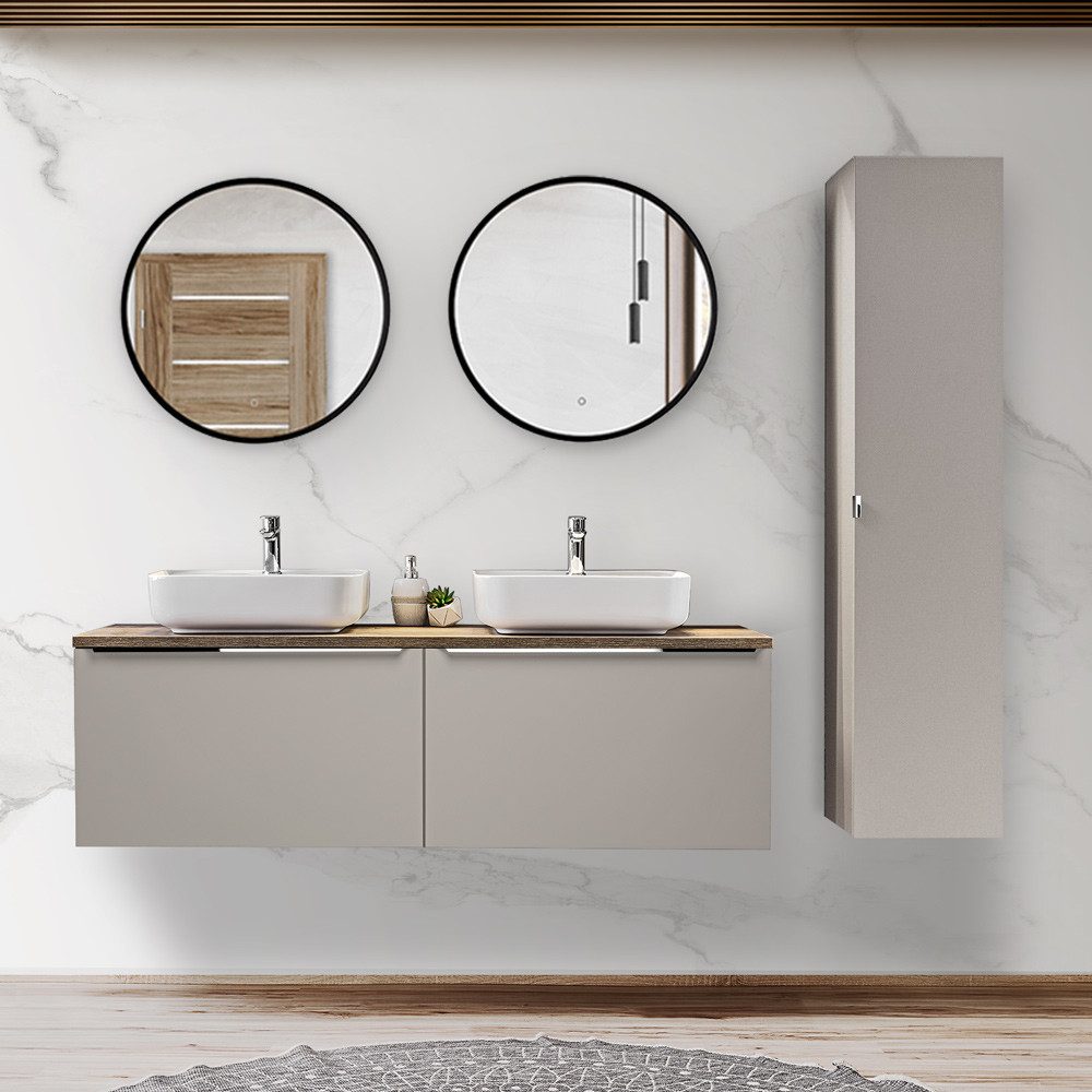 Lomadox Badmöbel Set Puebla 56 Taupe Spar Set 9 St Badmöbel