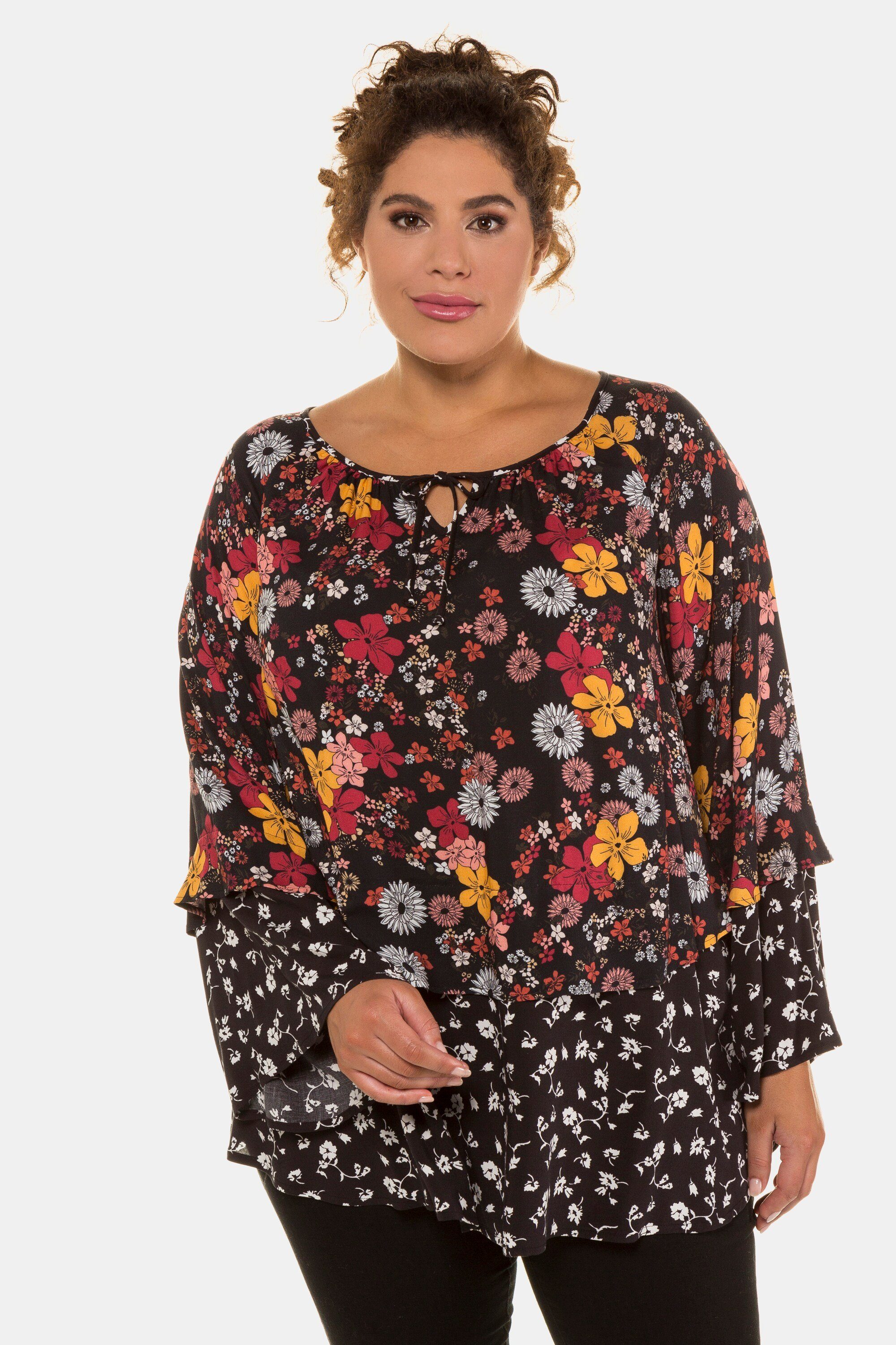 Ulla Popken Longbluse Bis 64 Tunika In A Line Blütenmuster Lange Ärmel