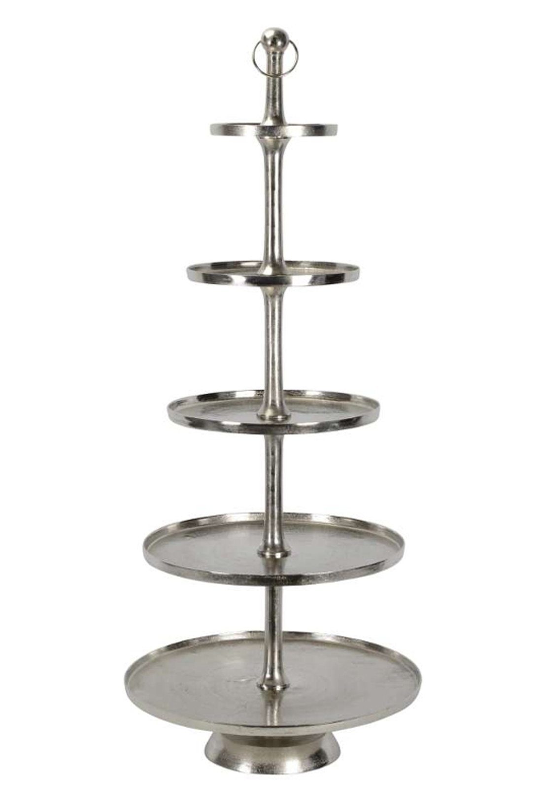 Posiwio Dekoetagere XL Deko Etagere Aluminium silber antik H151 cm D63 cm 5 stockig