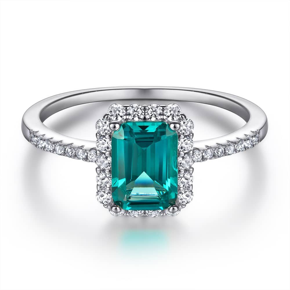 Lisandra Scott Silberring Damenring 925 Sterling Silber mit grünem Smaragd Stein Profischliff ...