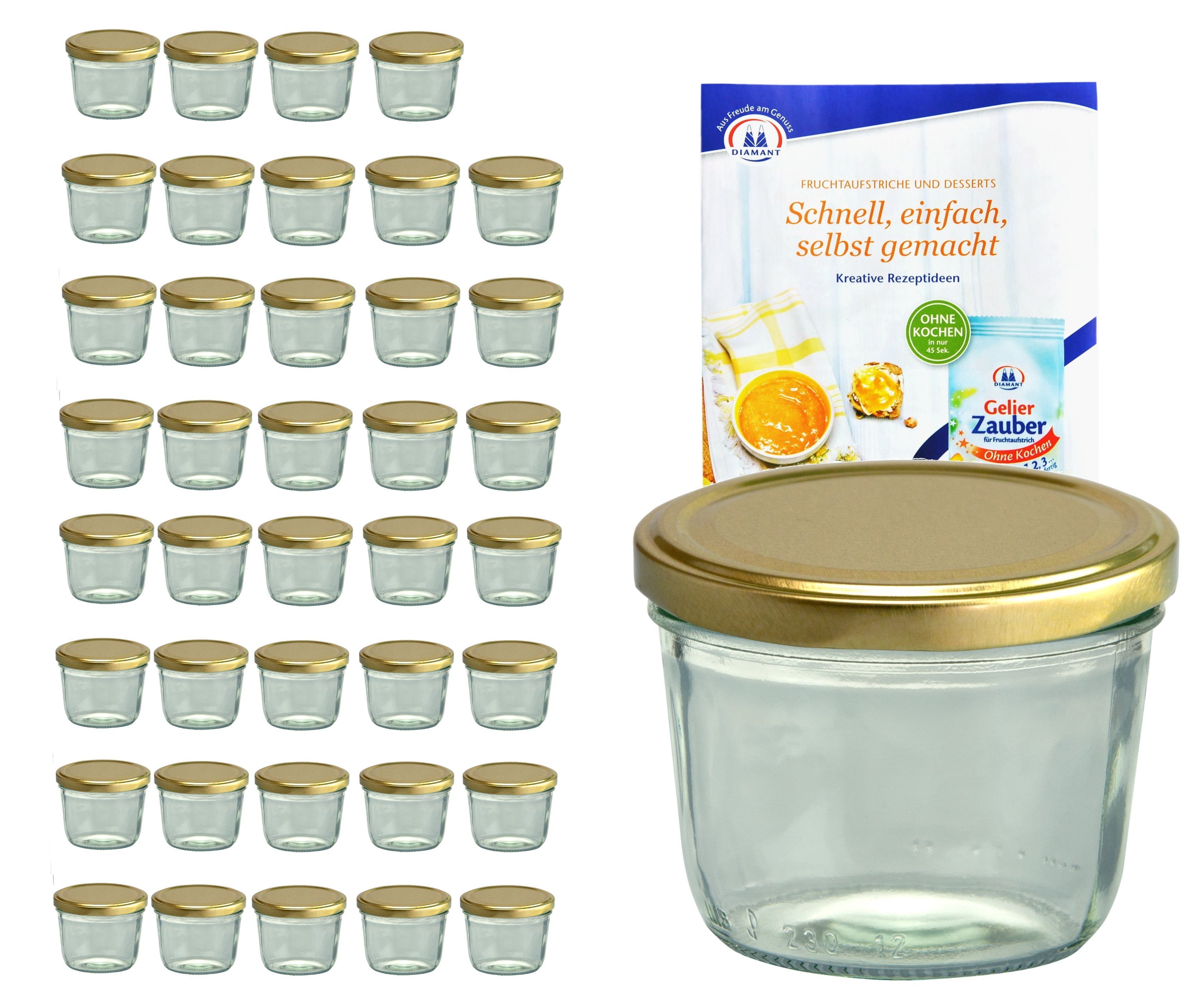 Mambocat Einmachglas 40er Set Sturzglas 230 Ml Mit Goldenem Deckel Inkl