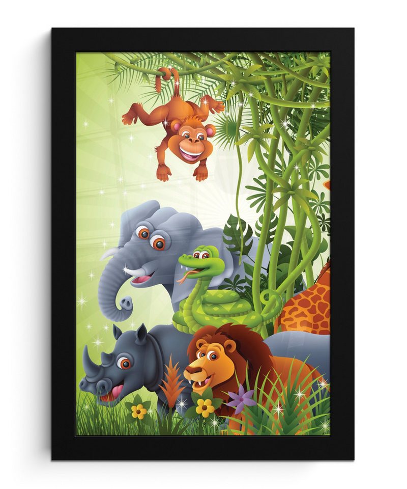 Muchowow Poster Dschungeltiere Pflanzen Kinder Elefant Giraffe