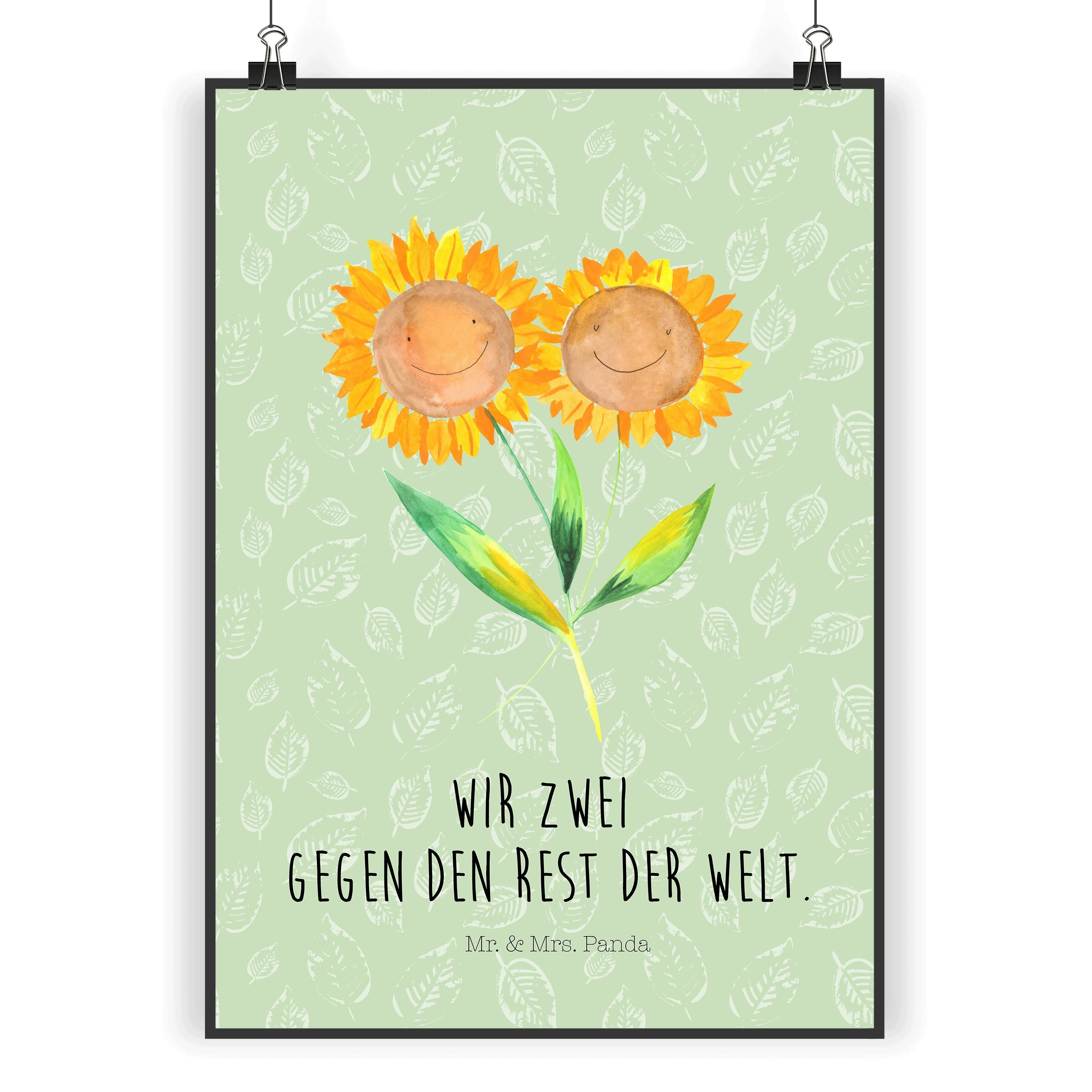Mr. & Mrs. Panda Poster DIN A4 Sonnenblume - Blattgrün - Geschenk, Garten, Pflanzen, Best fri ...