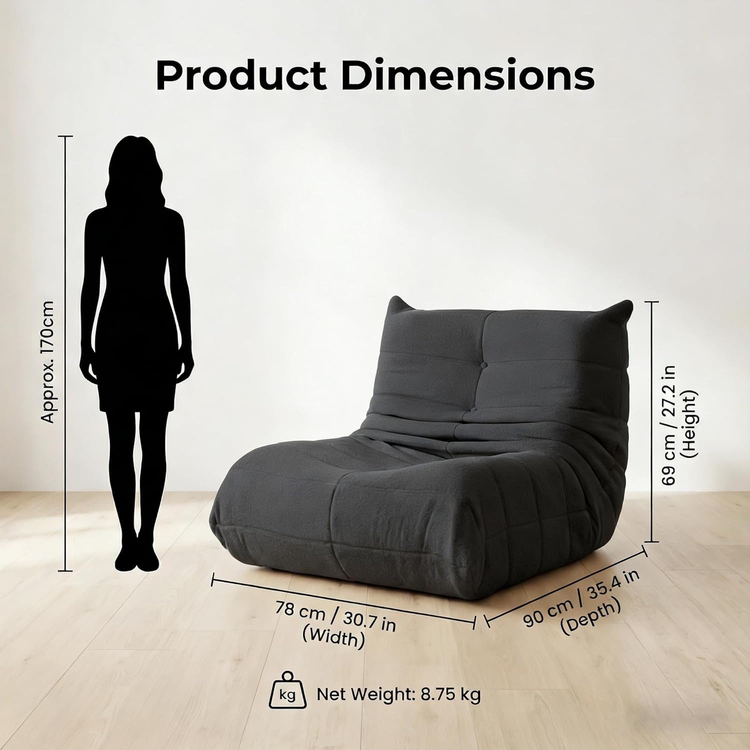 Happy Home Sofa Sitzsack Erwachsene Flauschiger Bodensessel Bodenstuhl ...