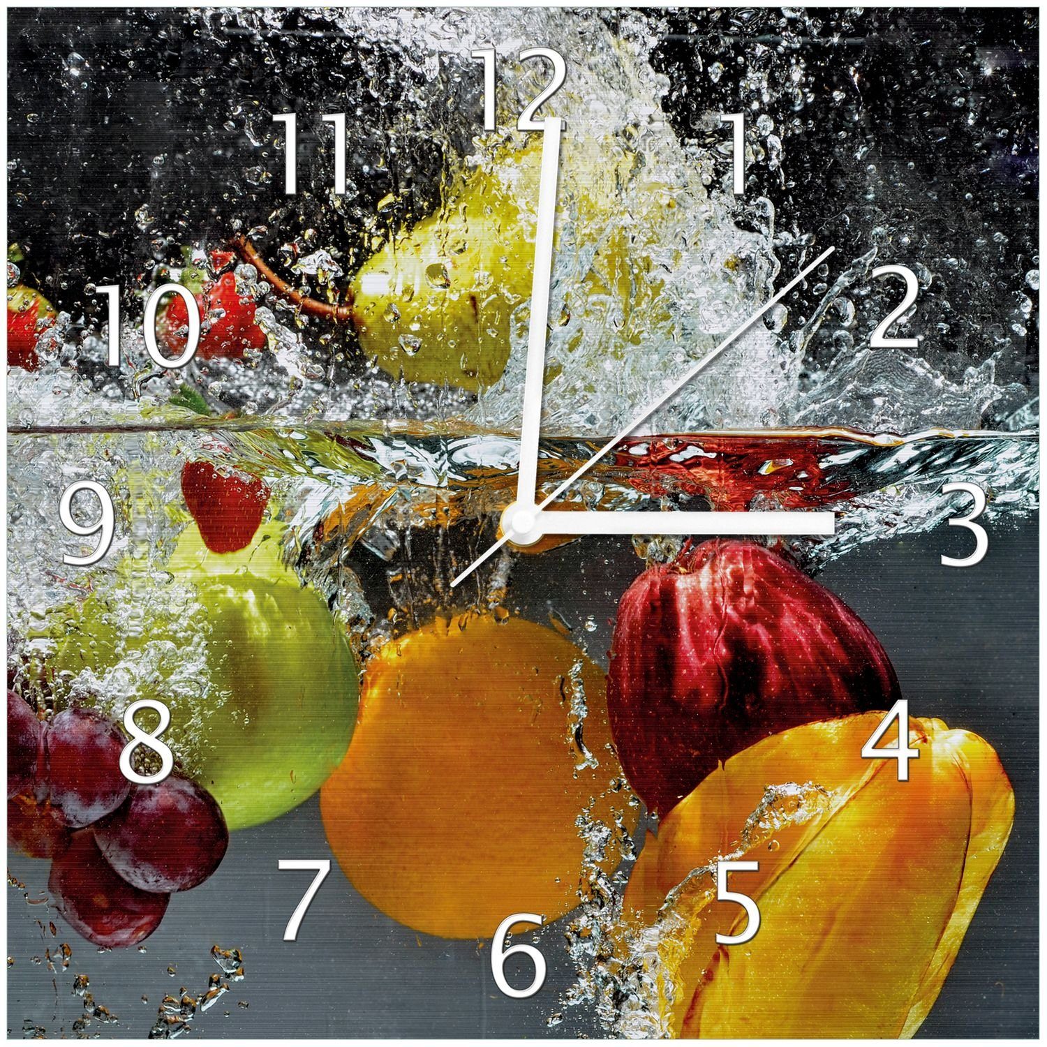 Wallario Wanduhr Früchte Im Und Unter Wasser Splashing Fruits