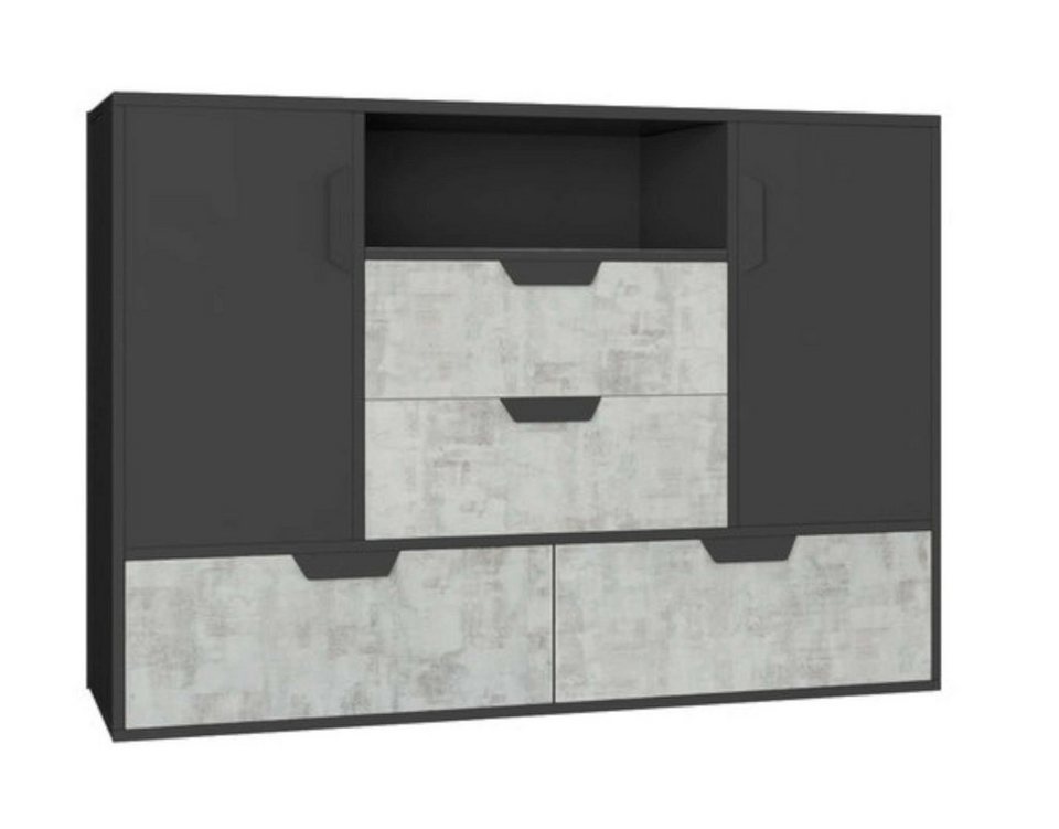 99rooms Kinderkleiderschrank Krona Graphit Enigma Sideboard