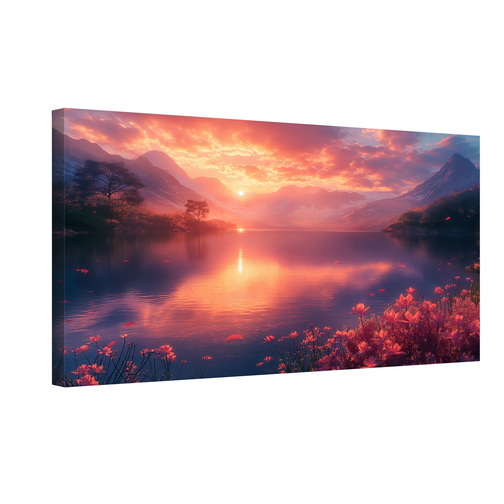 Altdecor Leinwandbild Landschaft Berg Natur Wiese Sonnenuntergang 30