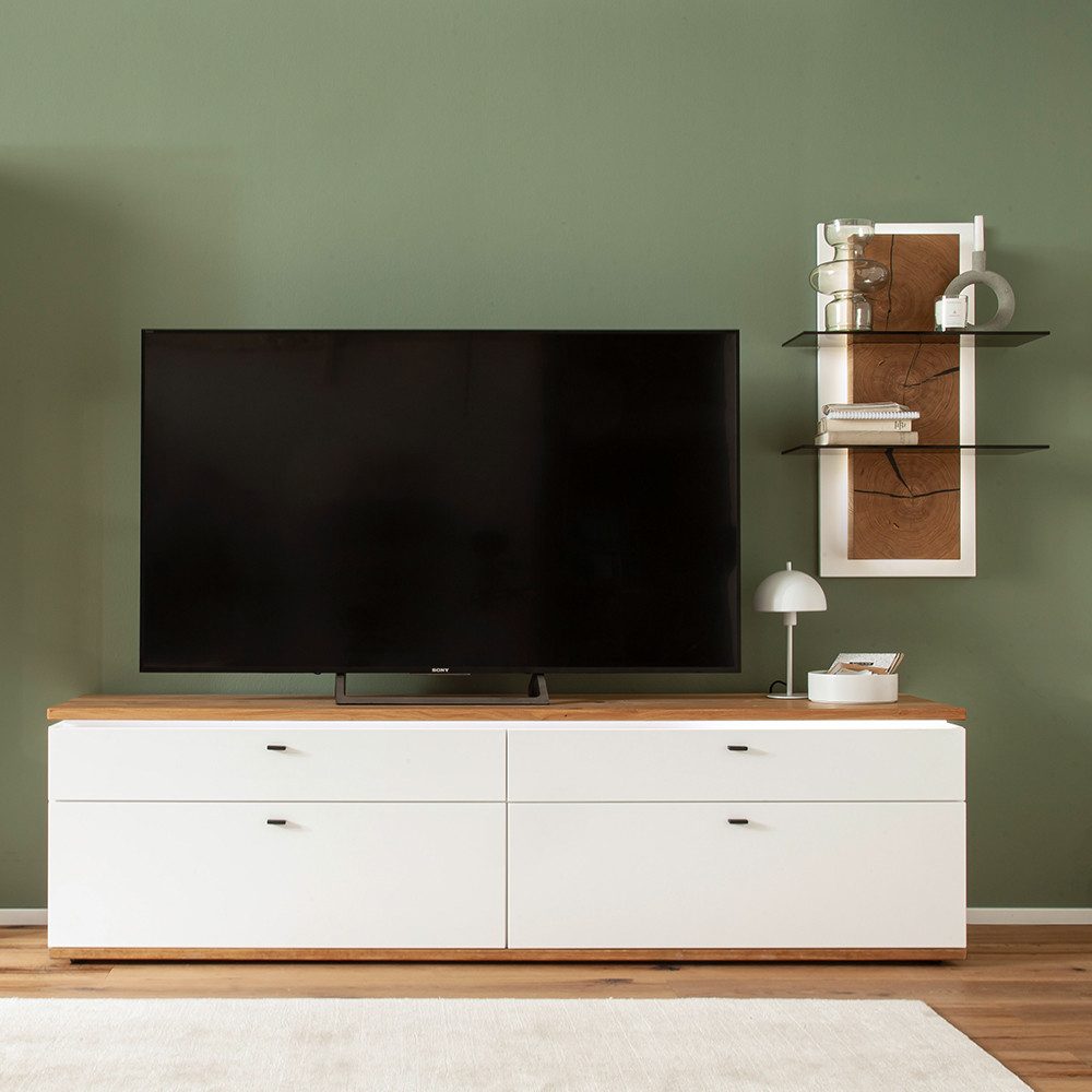 Lomadox Wohnwand MULLINGAR-05, (2-St., Lowboard Wandregal Beleuchtung), Wohnmöbel Set mit LED ...