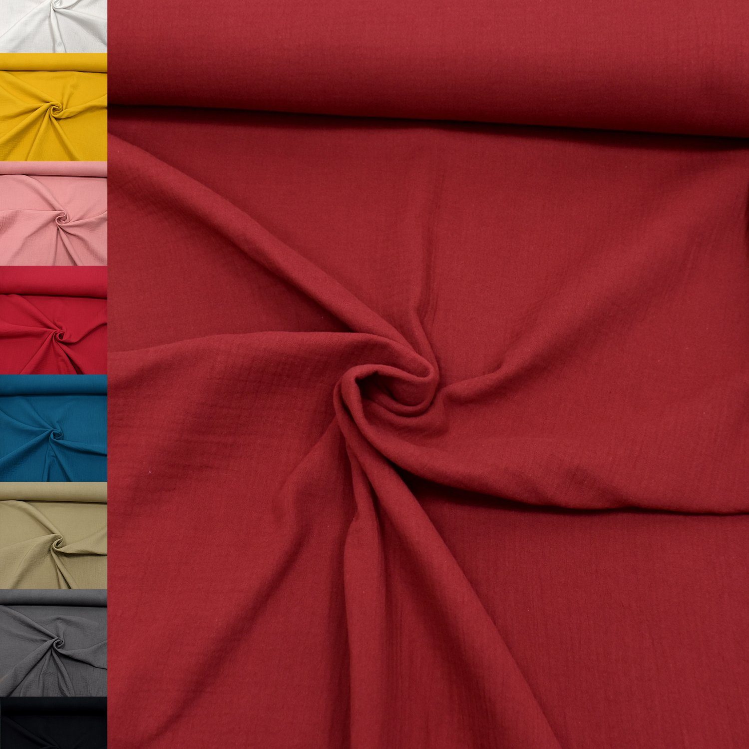 MAGAM-Stoffe Stoff "Greta", Musselin Stoff Double Gauze uni 100% ...