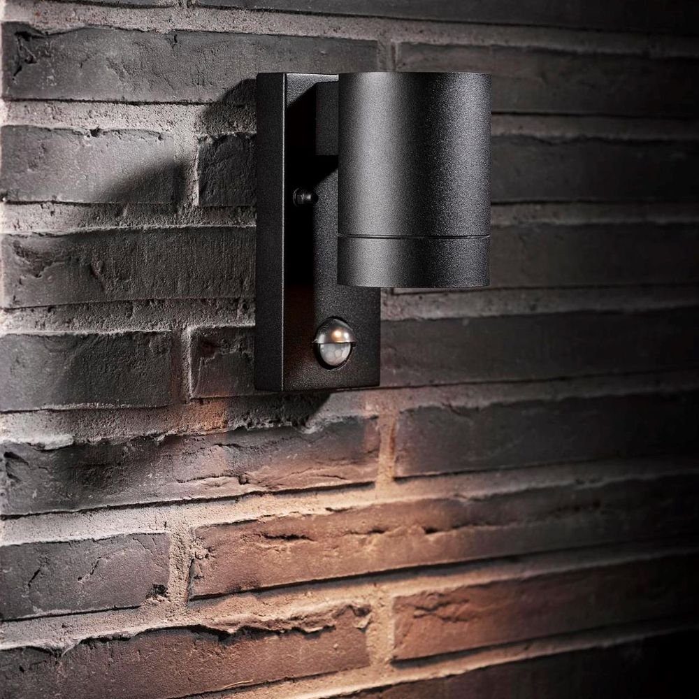 Click Licht Gartenleuchte Außenwandleuchte Tin Maxi Sensor Schwarz Gu10
