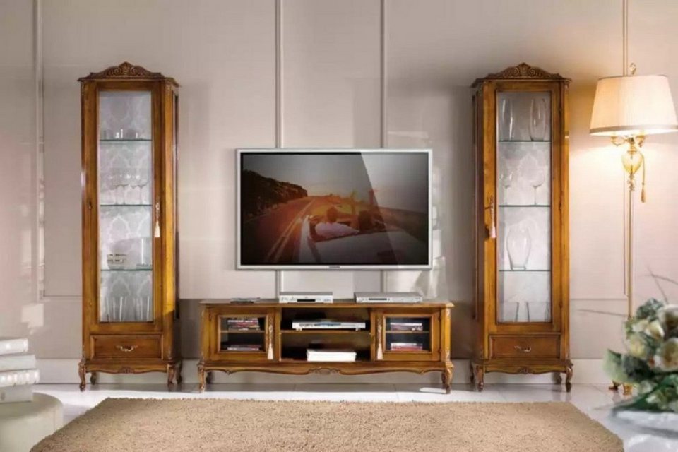 Jvmoebel Wohnwand Wohnzimmer 2x Vitrine Schrank Wohnwand Tv Ständer