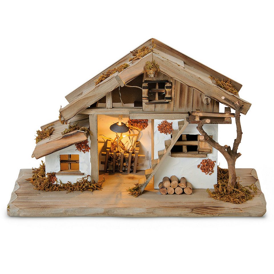 Matches21 Home And Hobby Krippe Große Weihnachtskrippe Echtholz Mit