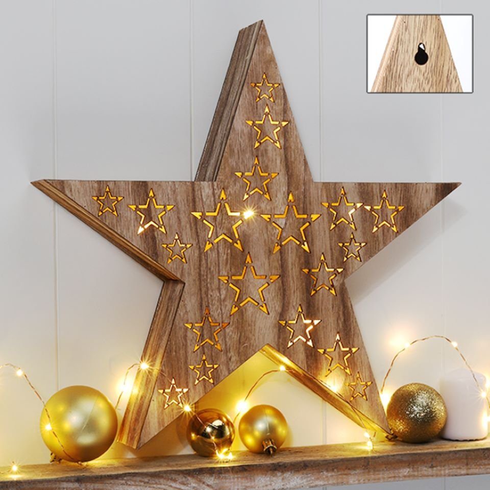 Gravidus Dekostern 10 LED Holzstern Deko