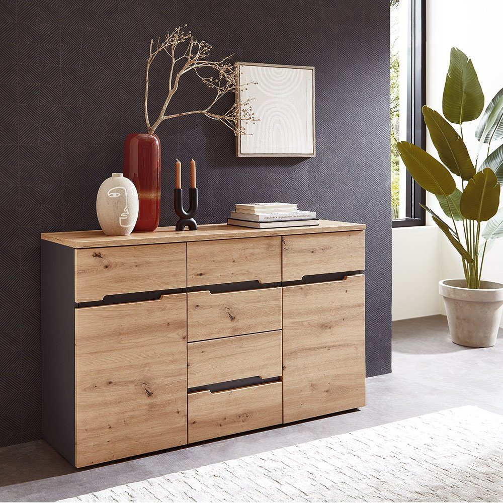 Lomadox Kommode »MANRESA-36«, Wohnzimmer Sideboard in Artisan Eiche Nb ...
