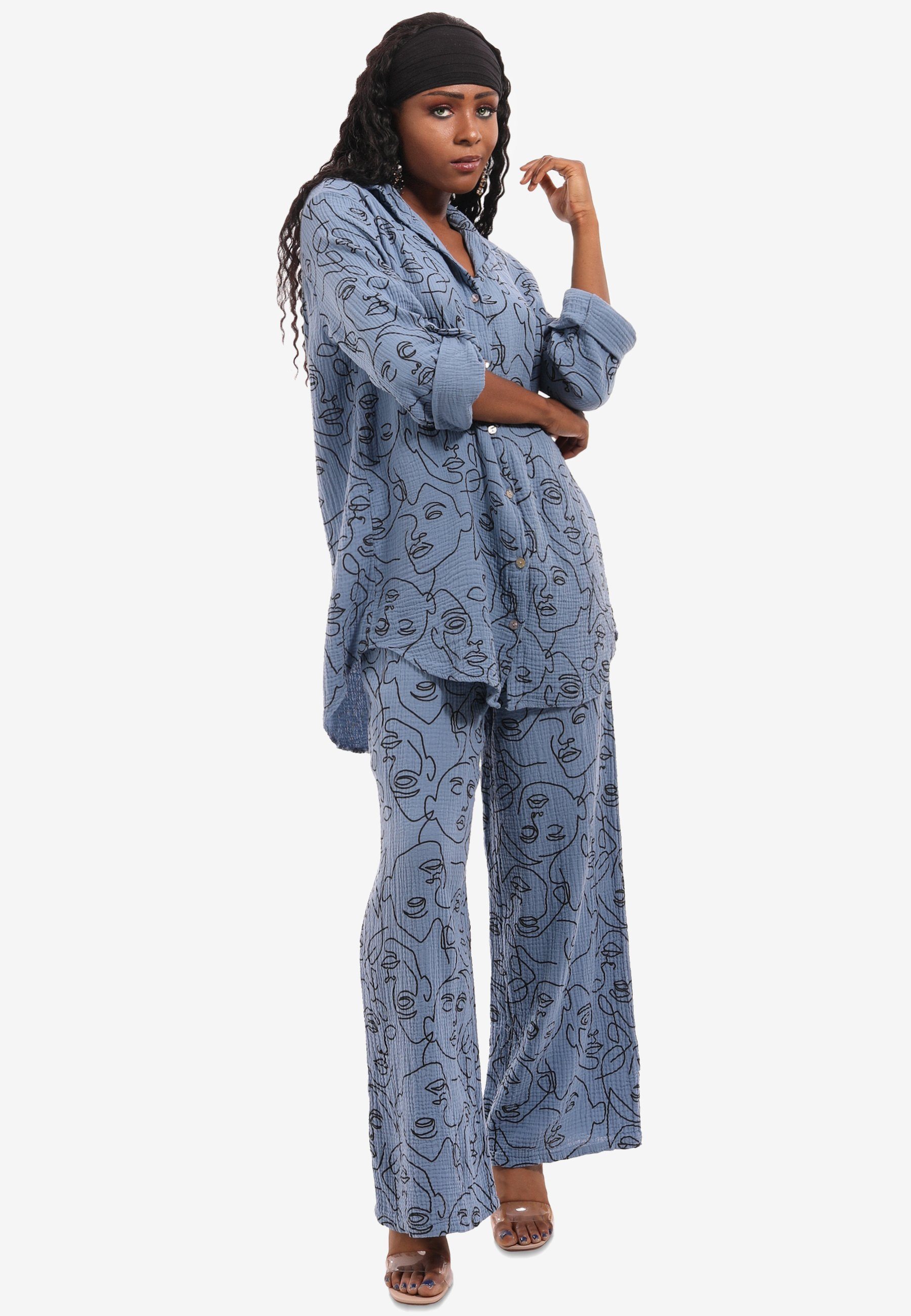 Yc Fashion And Style Hosenanzug Boho Look Musselin Hosenanzug Set Bluse