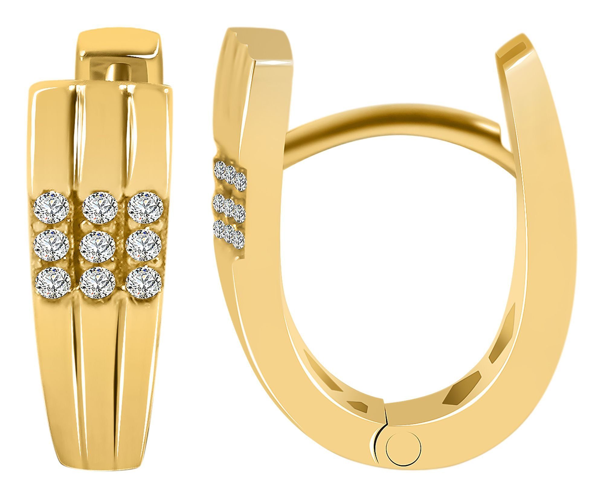 AKZENT Paar Creolen Leevi Klapp-Creolen aus 333/- Gelbgold 8 Karat mit Zirkonia (einzeln ...