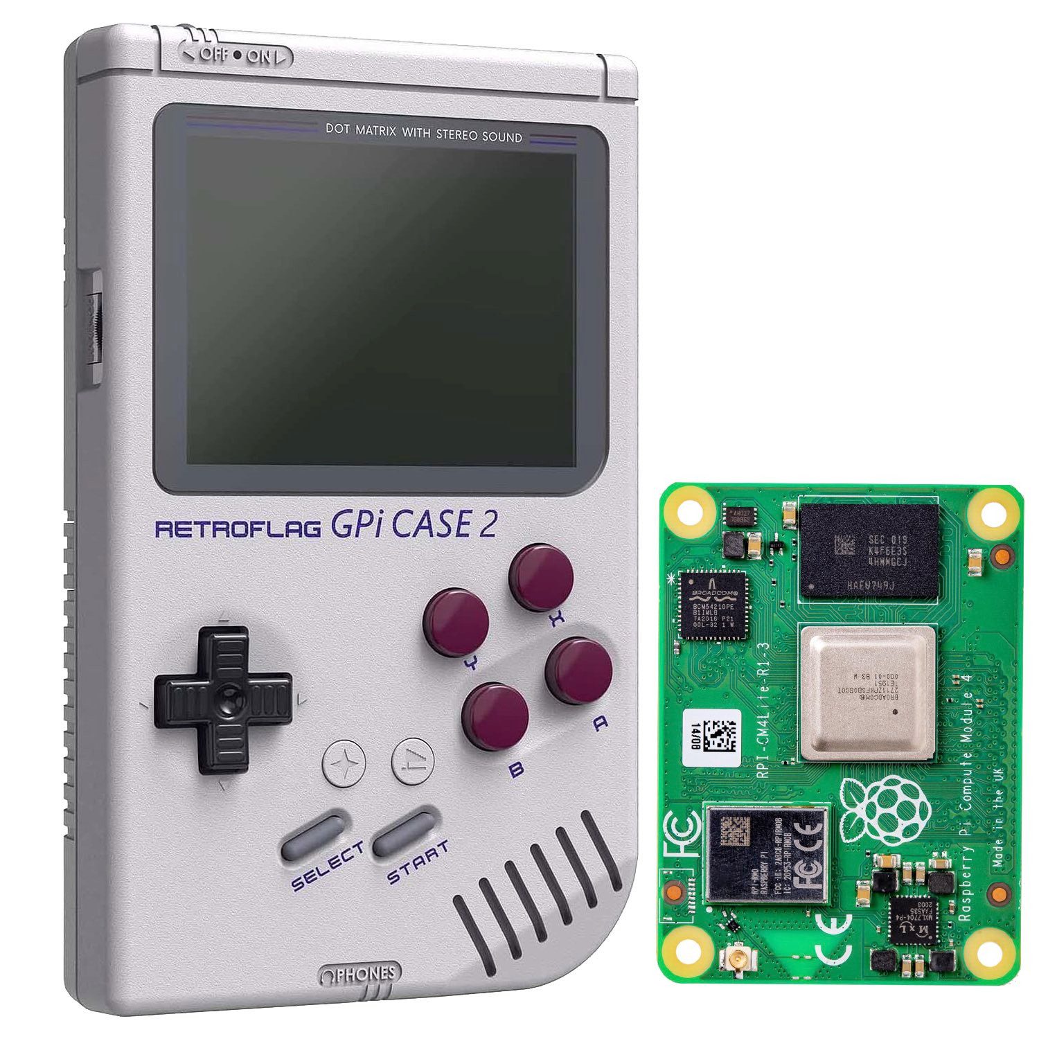 BerryBase GPi Case 2, Handheld Gaming Gehäuse mit Raspberry Pi Compute ...