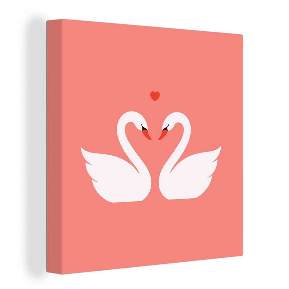 Onemillioncanvasses® Leinwandbild Schwäne Liebe Rosa 1 St