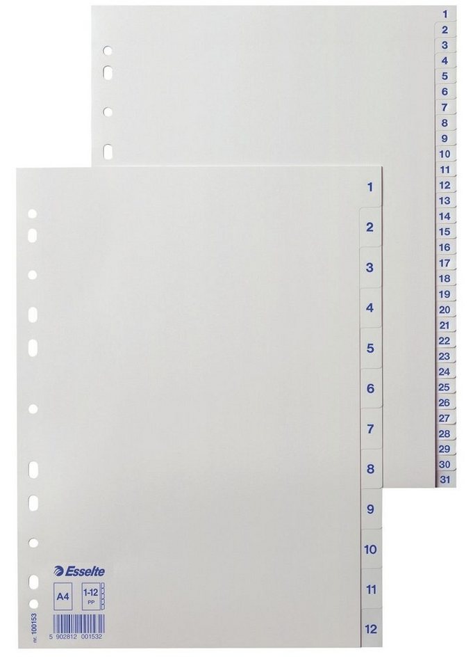ESSELTE Schreibtischunterlage Esselte Kunststoff-Register, Zahlen, A4 ... ESSELTE Schreibtischunterlage Esselte Kunststoff-Register, Zahlen, A4 ...