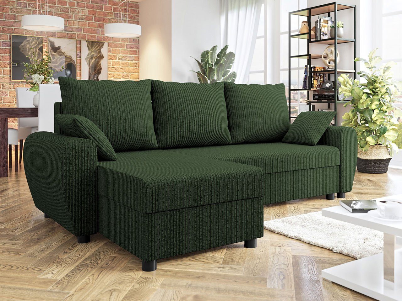 MIRJAN24 Ecksofa Fiona Cord, Eckcouch, Couch mit Bettkasten und ...