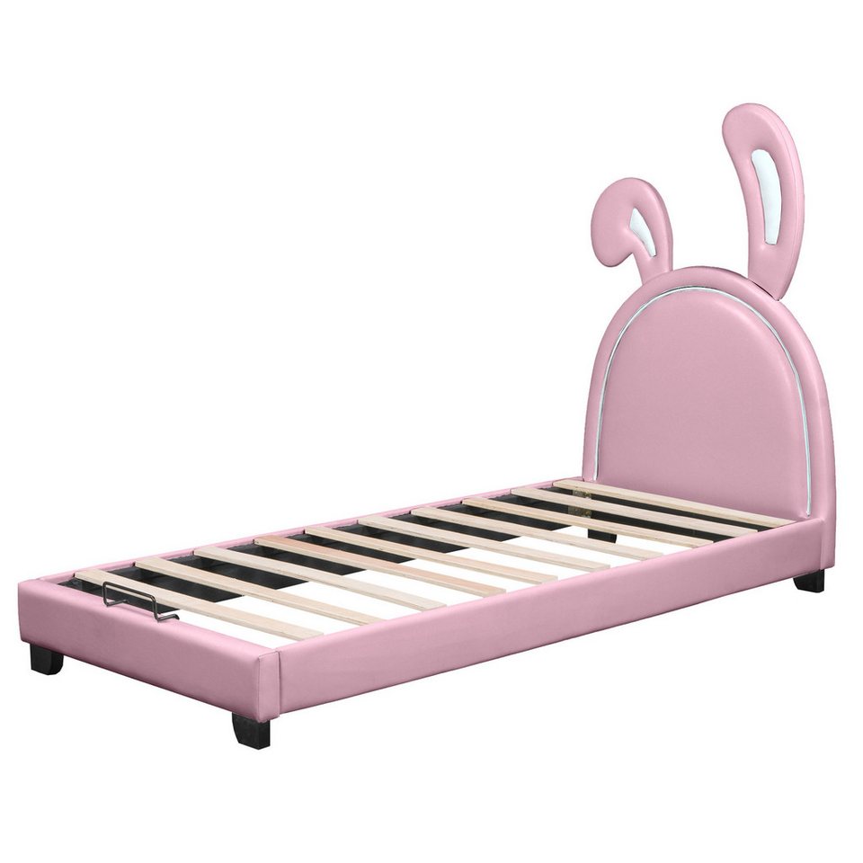 Rutaqian Jugendbett Polsterbett 90×200cm Einzelbett Kinderbett Mit
