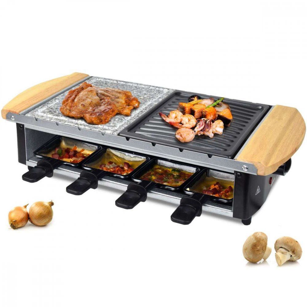 Syntrox Raclette Syntrox Edelstahl Raclette Uri für 8 Personen mit Grillplatte und Hei