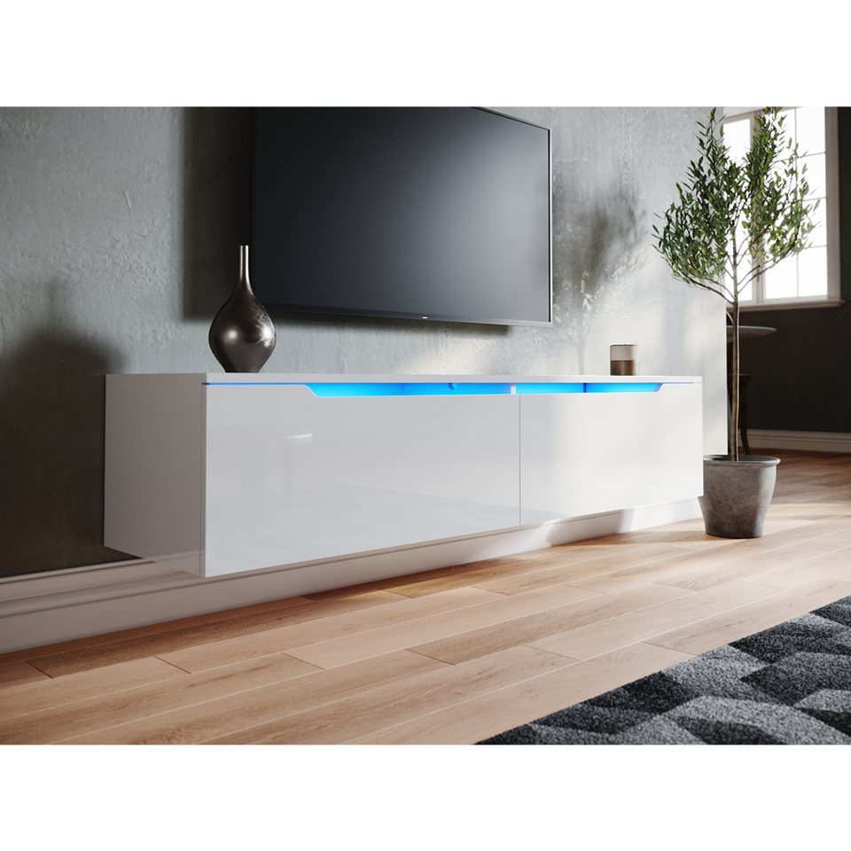 Sonni Lowboard Tv Schrank Hochglanz Mit Led Beleuchtung Hängendstehend
