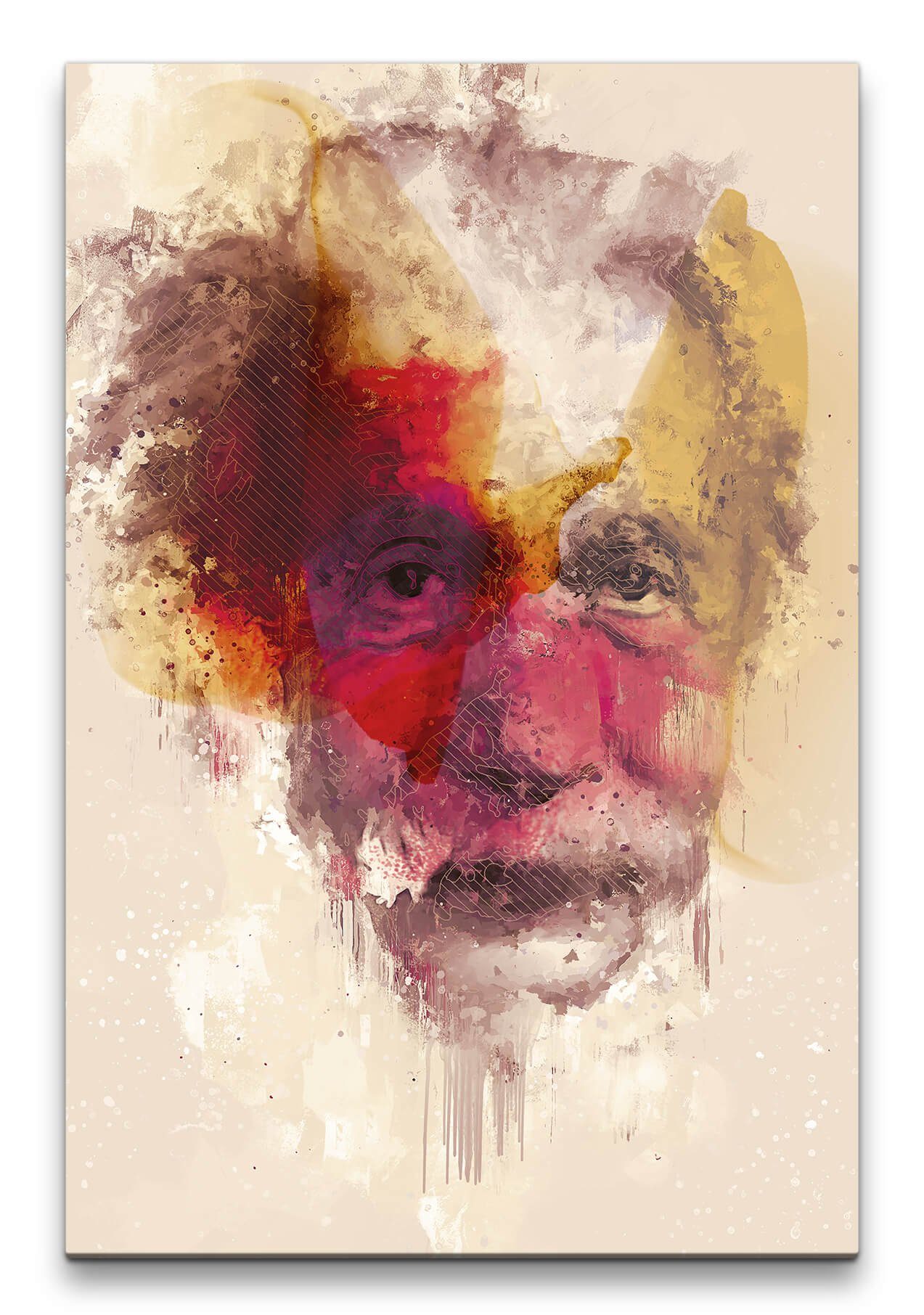 Sinus Art Leinwandbild Albert Einstein Porträt Abstrakt Kunst