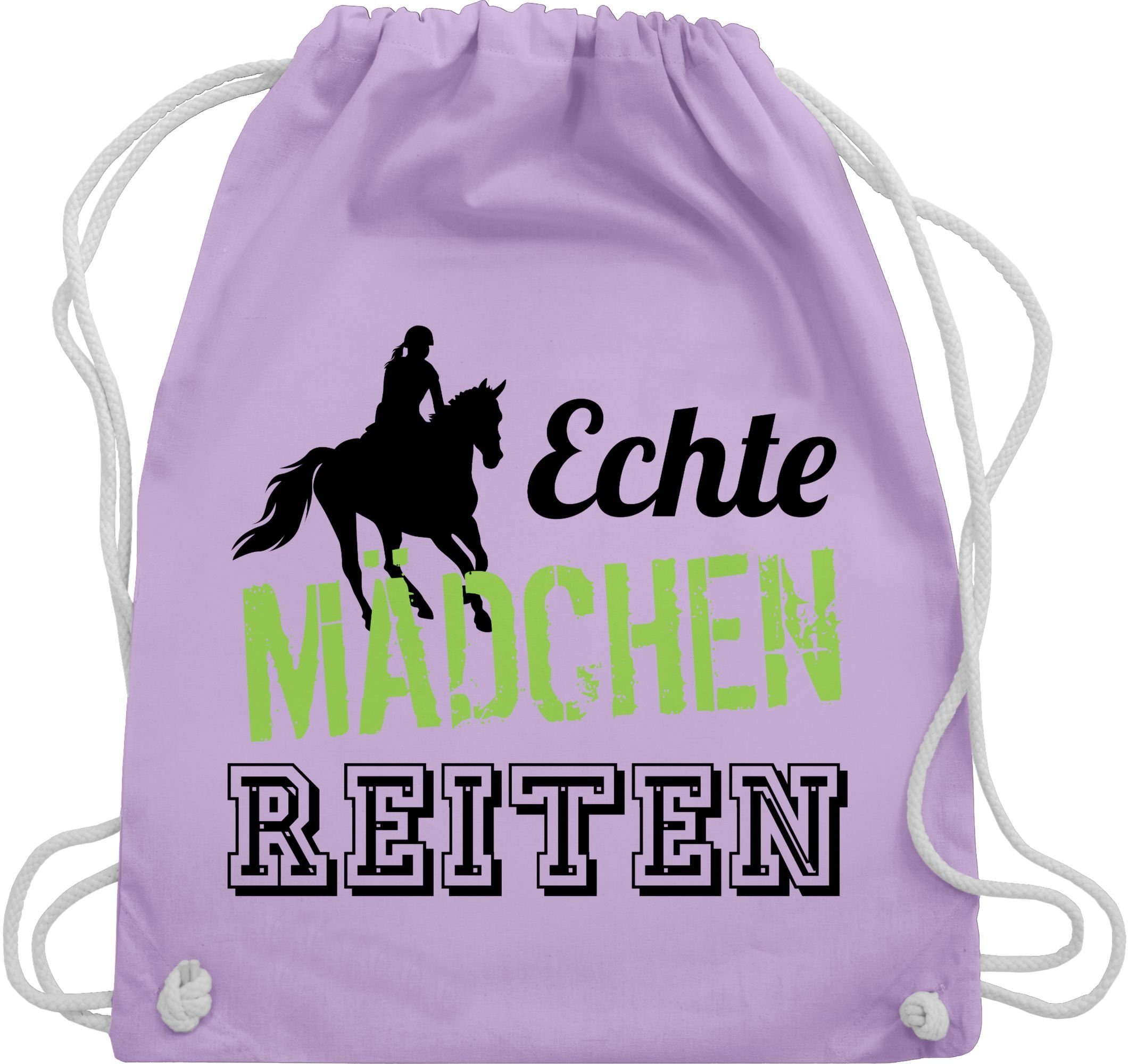 Shirtracer Turnbeutel Echte Mädchen Reiten Grün Pferd And Pferde