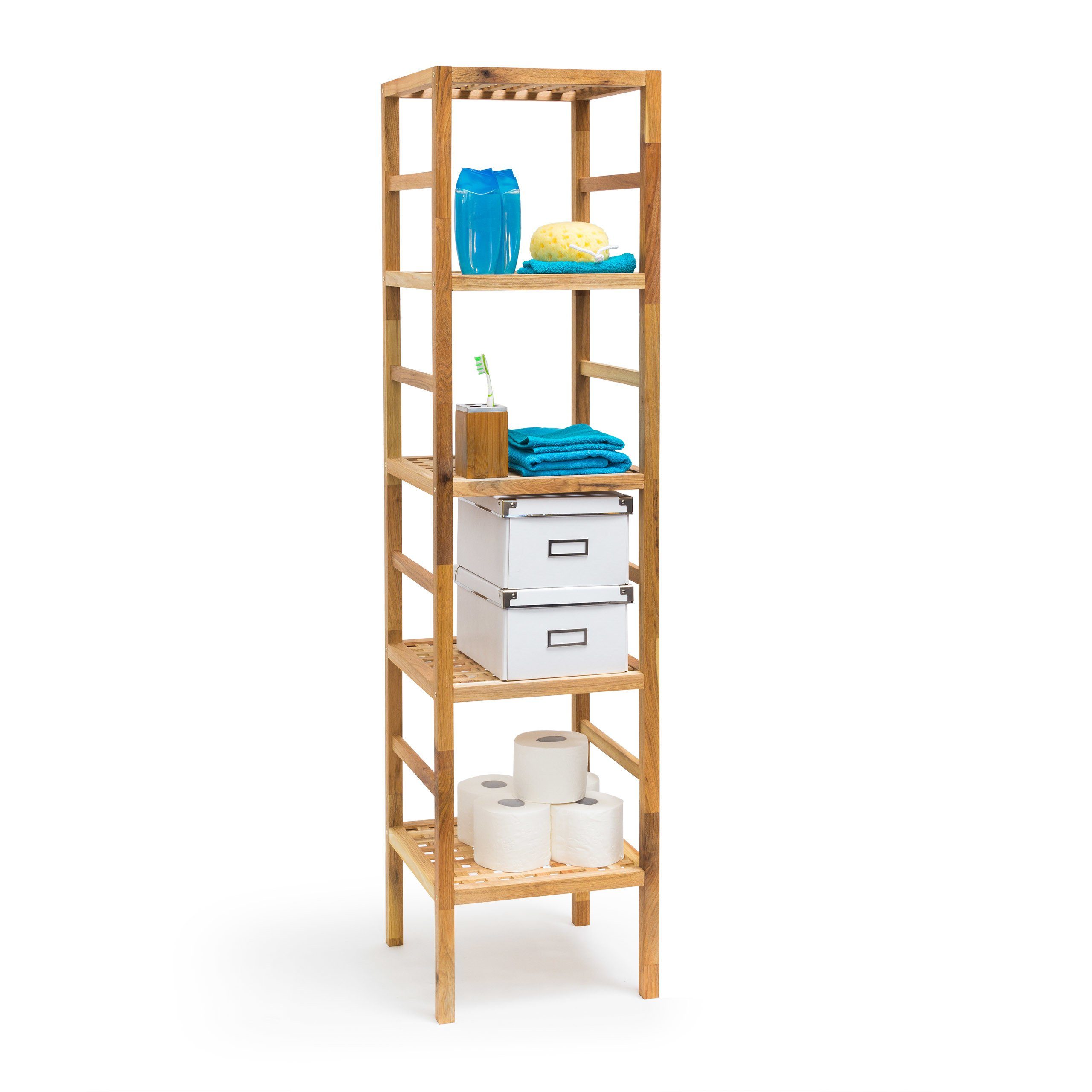 relaxdays Badregal Walnuss Badregal verschiedene Größen, 3