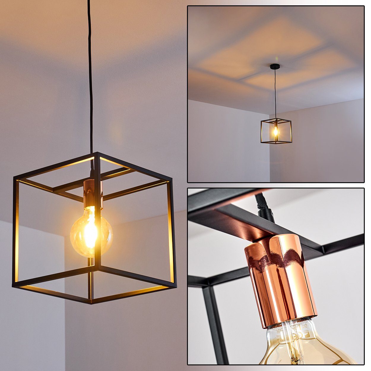 Hofstein Hängeleuchte Retro Hänge Pendel Lampen Schwarzkupfer Ess Wohn