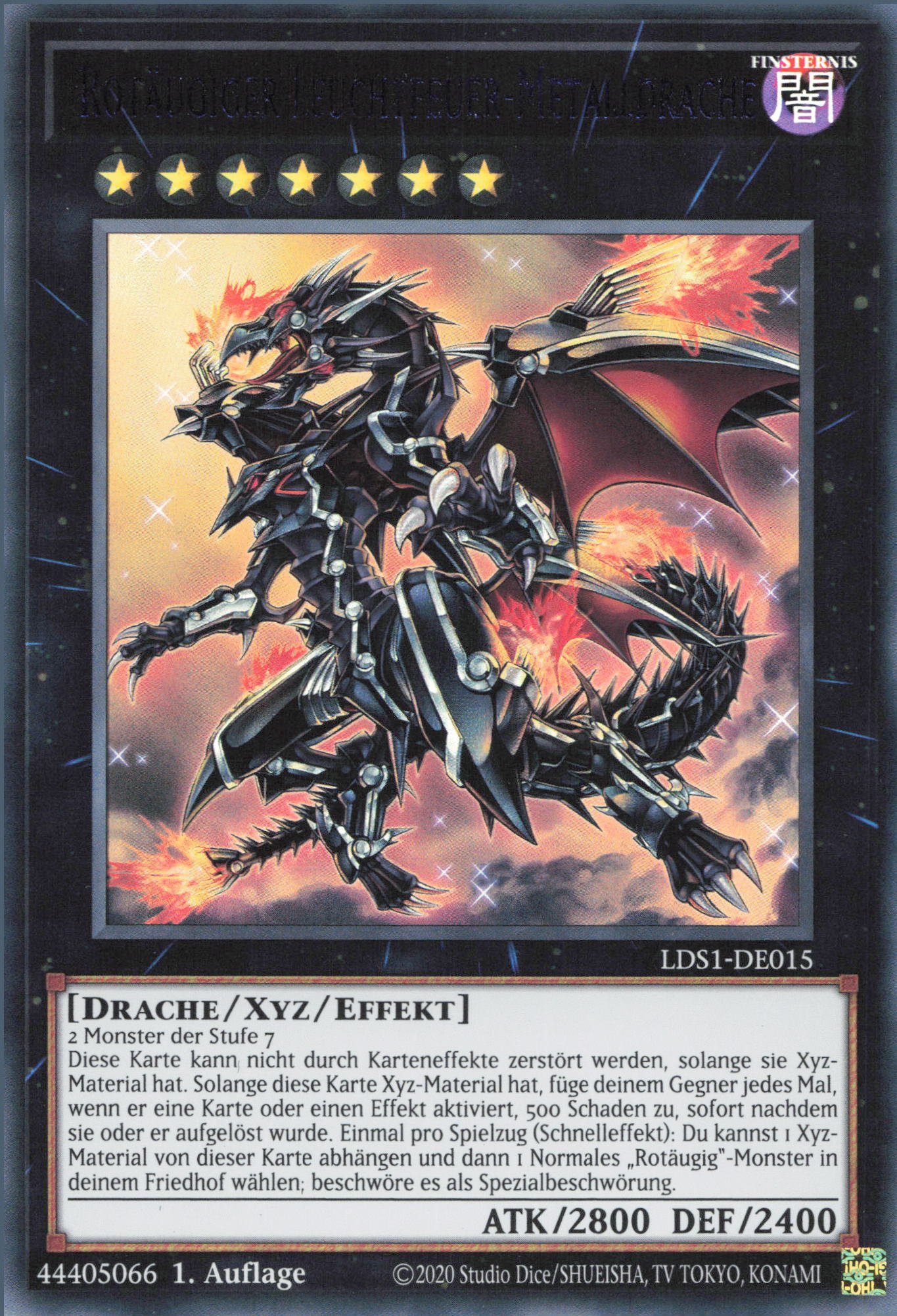 ReCollectibles Sammelkarte YuGiOh Karte Rotäugiger Leuchtfeuer-Metalldrache (V.1), Yu-Gi-Oh ...