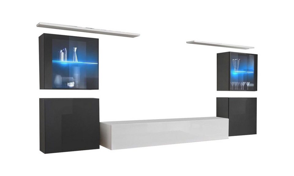 Jvmoebel Wohnzimmer Set Weiß Wohnwand Hochglanz Designer Wand Schrank