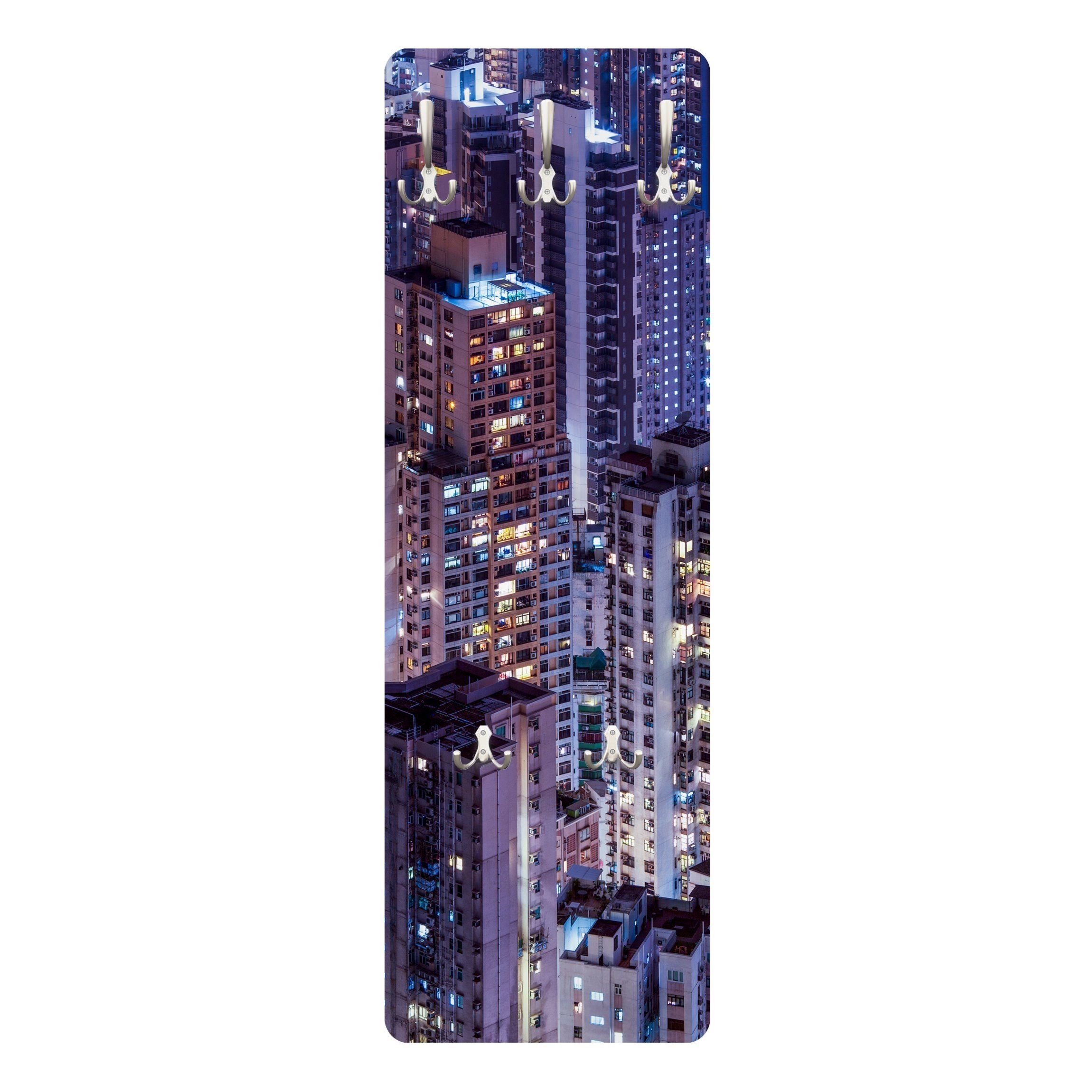 Bilderdepot24 Garderobenpaneel Grau Städte Skyline Hongkong Lichtermeer