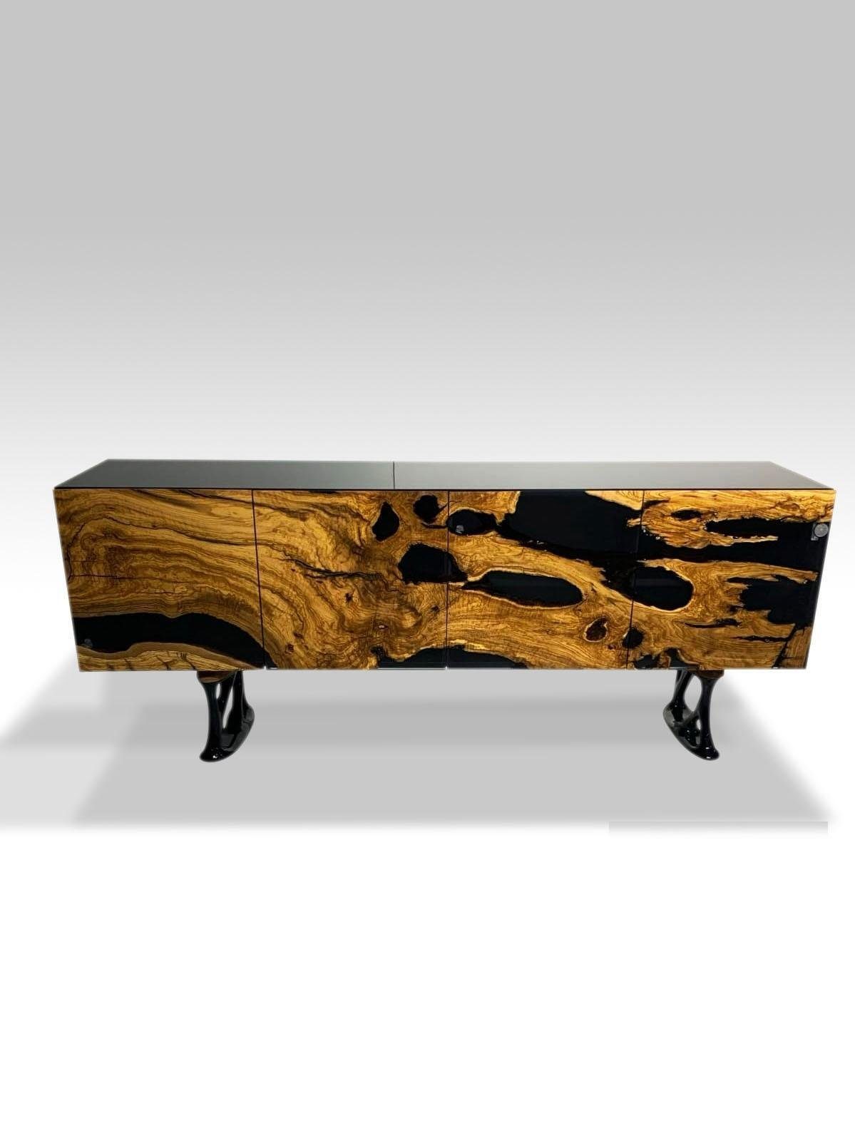 Jvmoebel Sideboard Sideboard Kommode Epoxidharz Braun Wohnzimmer Holz