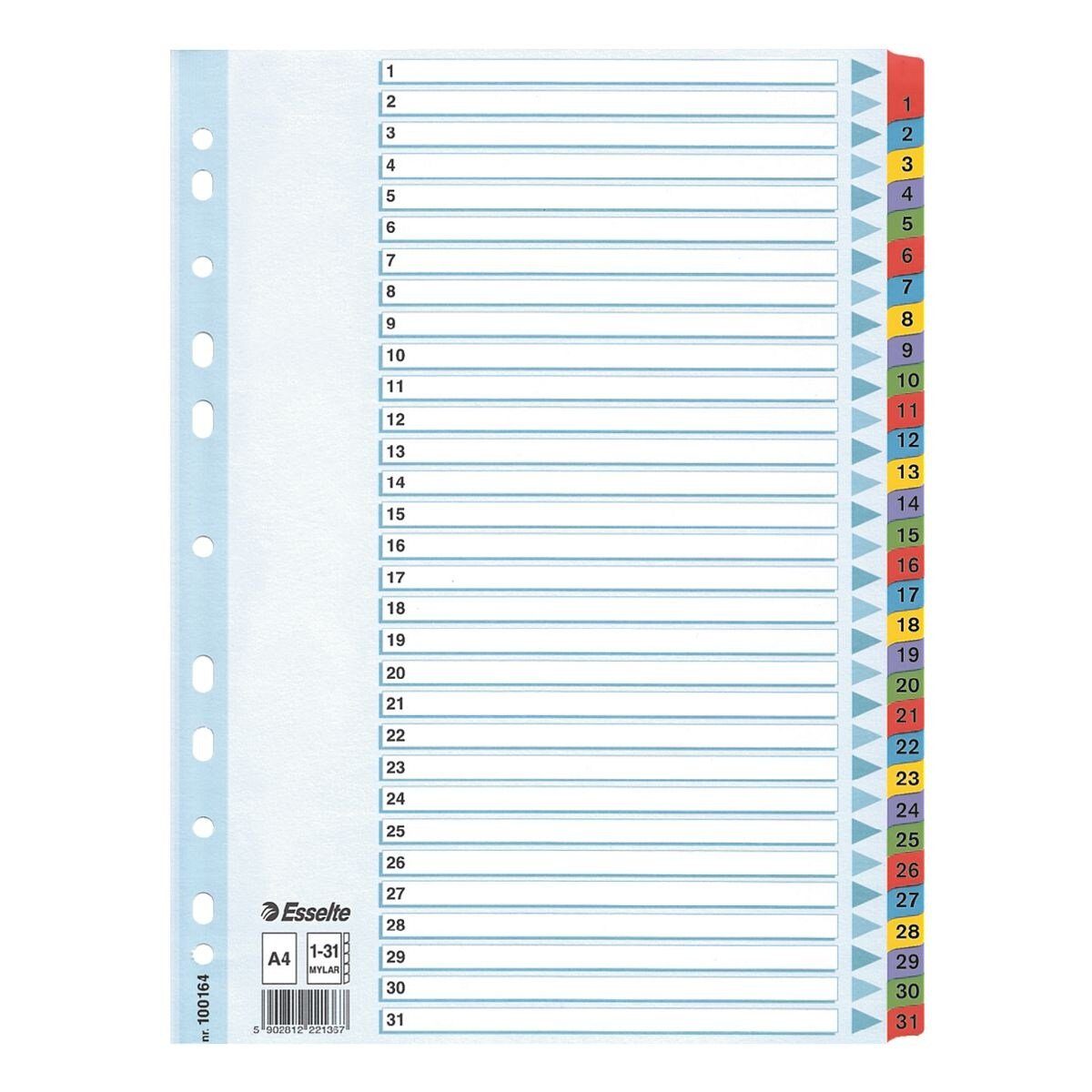 ESSELTE Aktenordner, Register 1-31, DIN A4, 31-tlg. Karton
