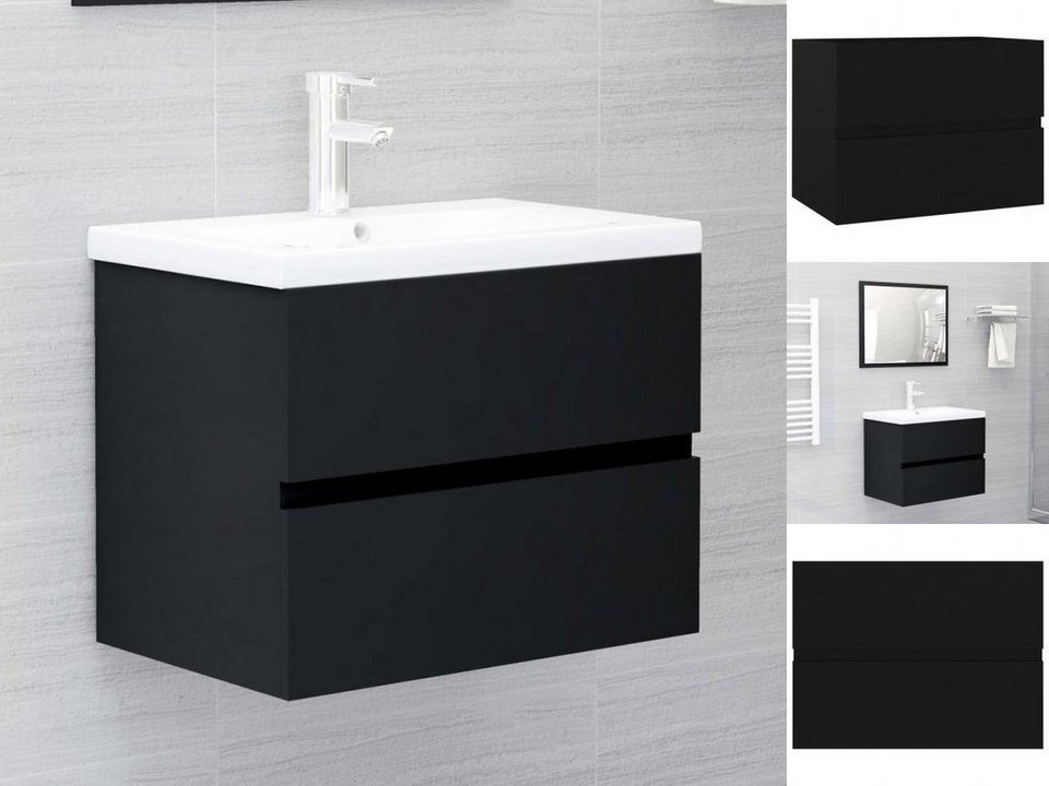Vidaxl Badezimmer Set Waschbeckenunterschrank Schwarz 60x385x45 Cm