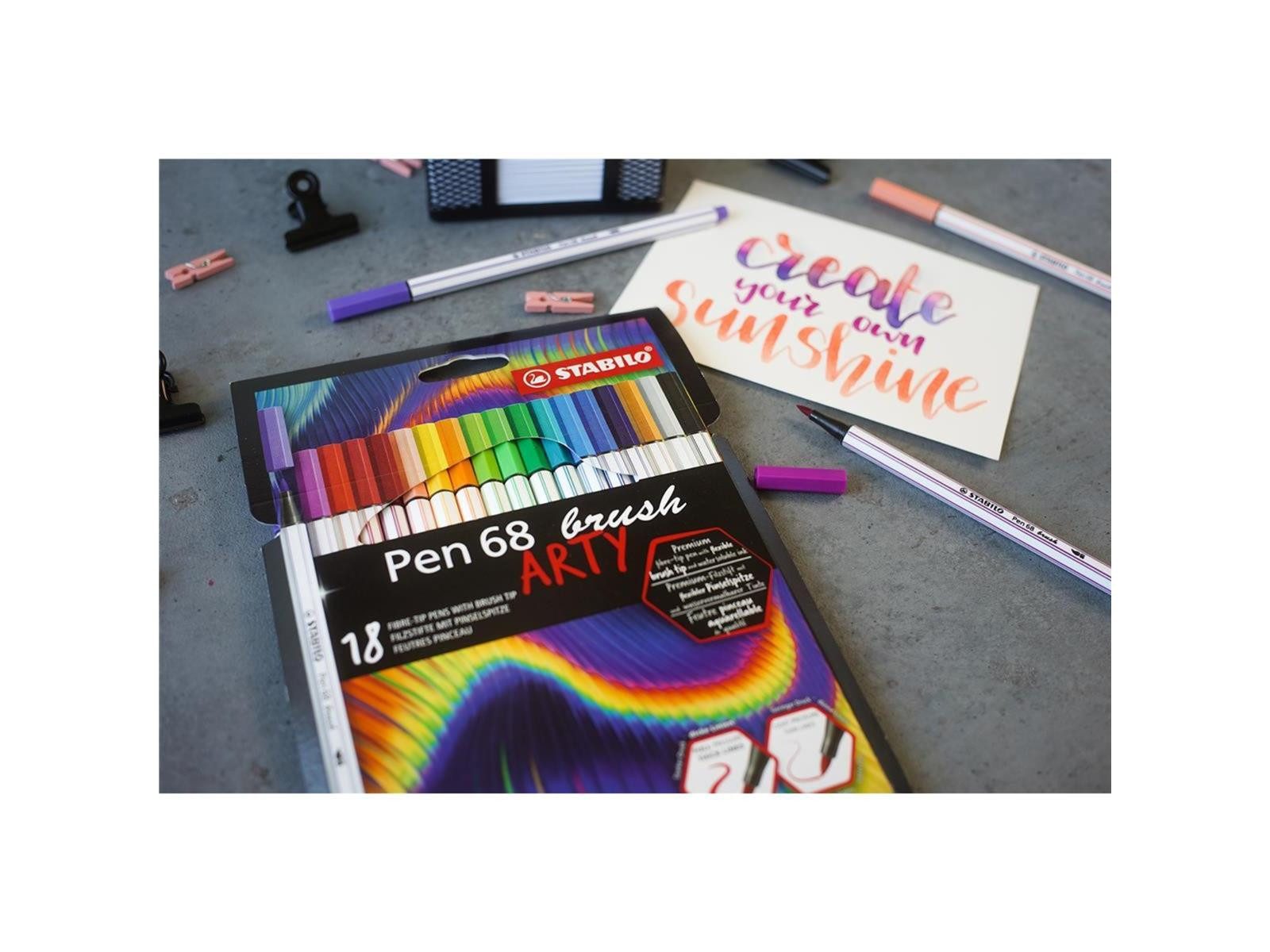 STABILO Pinselstift STABILO Pen 68 brush ARTY Premium-Filzstift - 18er ...