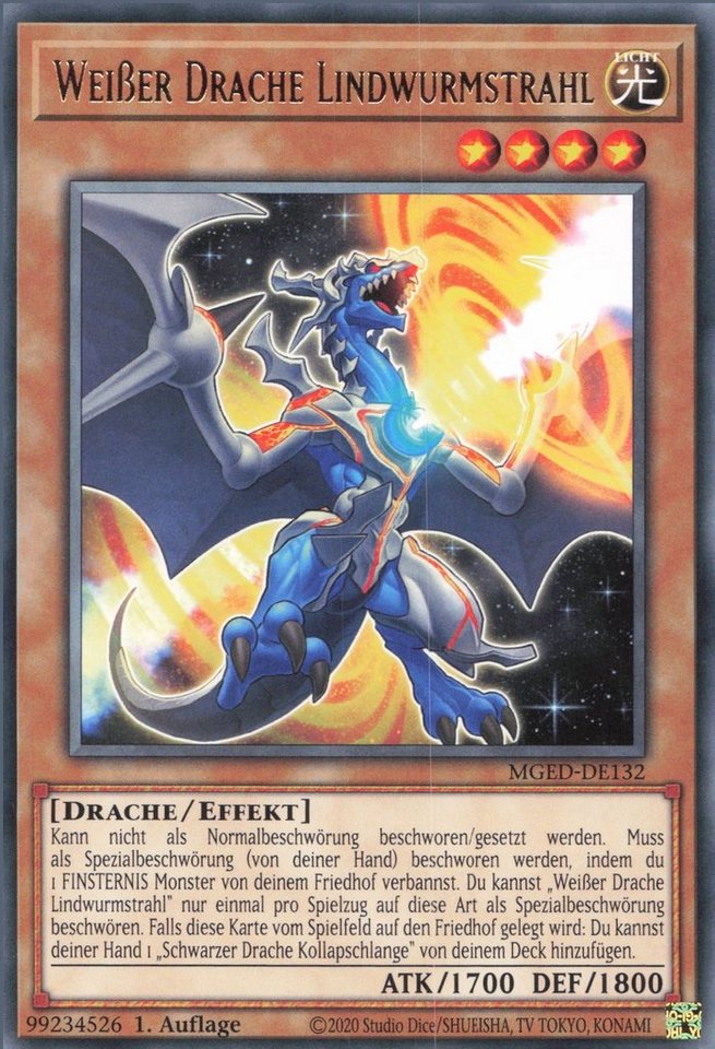 Recollectibles Sammelkarte Yugioh Karte Weißer Drache Lindwurmstrahl