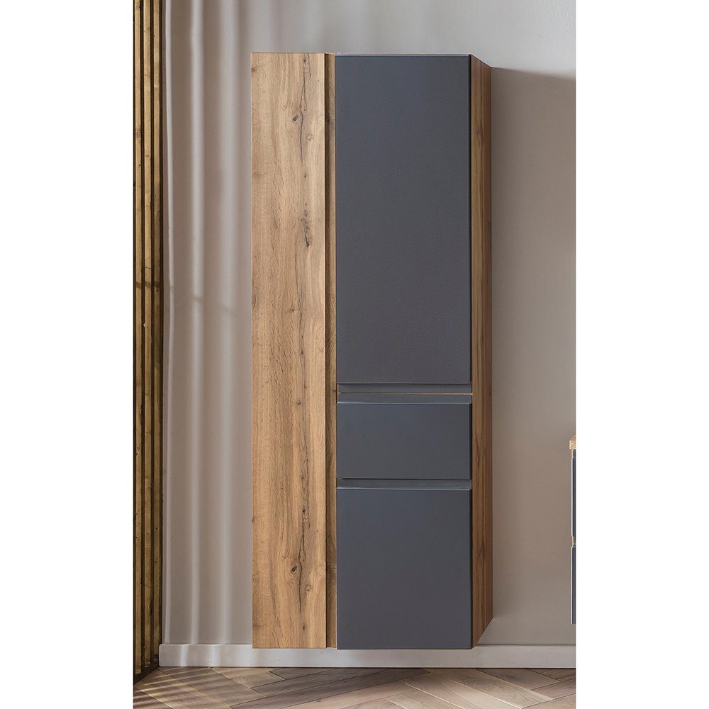 Lomadox Hochschrank Vasto 03 Grey Wotan Eiche Nb Mit Grau Matt 65180