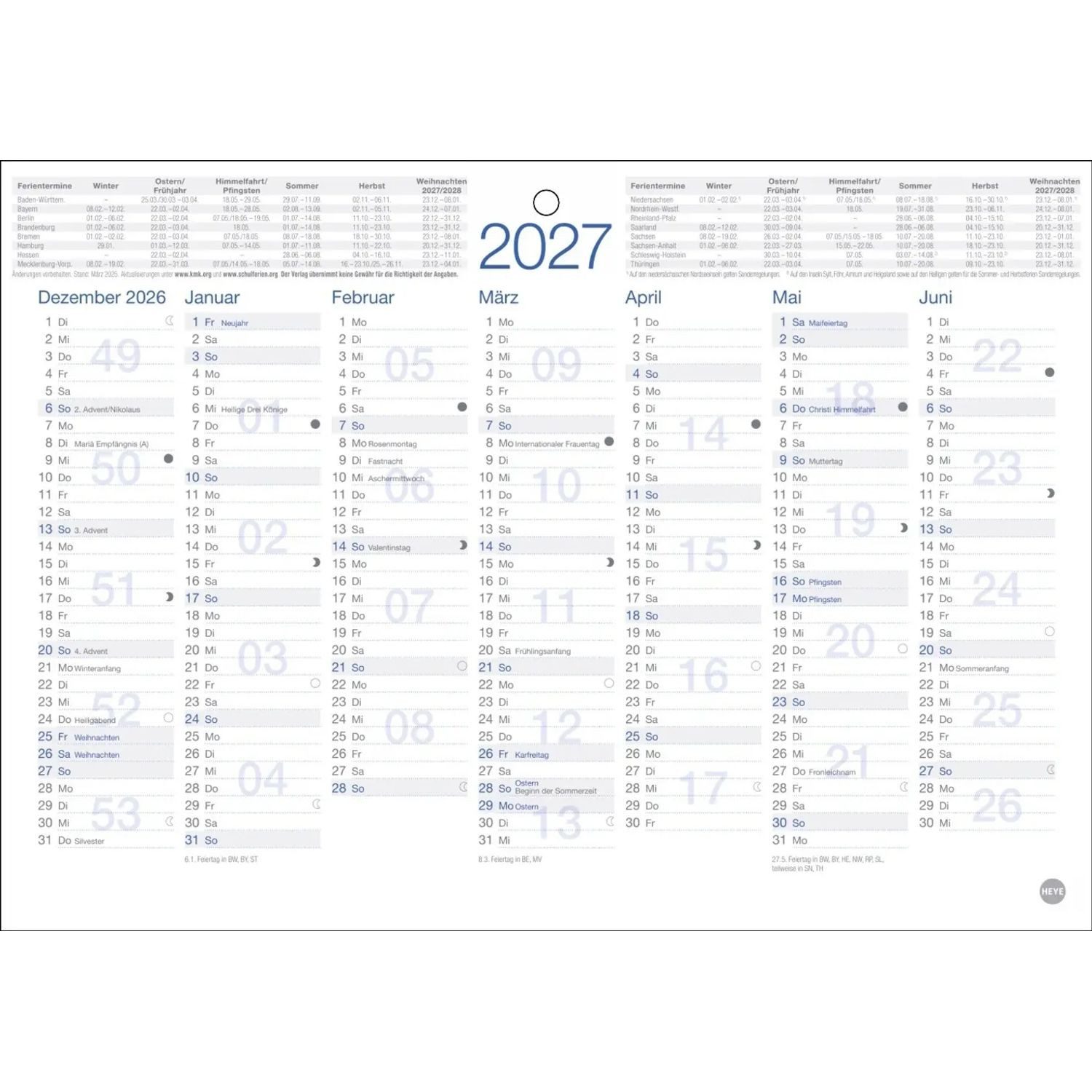 Wandkalender Wandplaner Neutral 2027