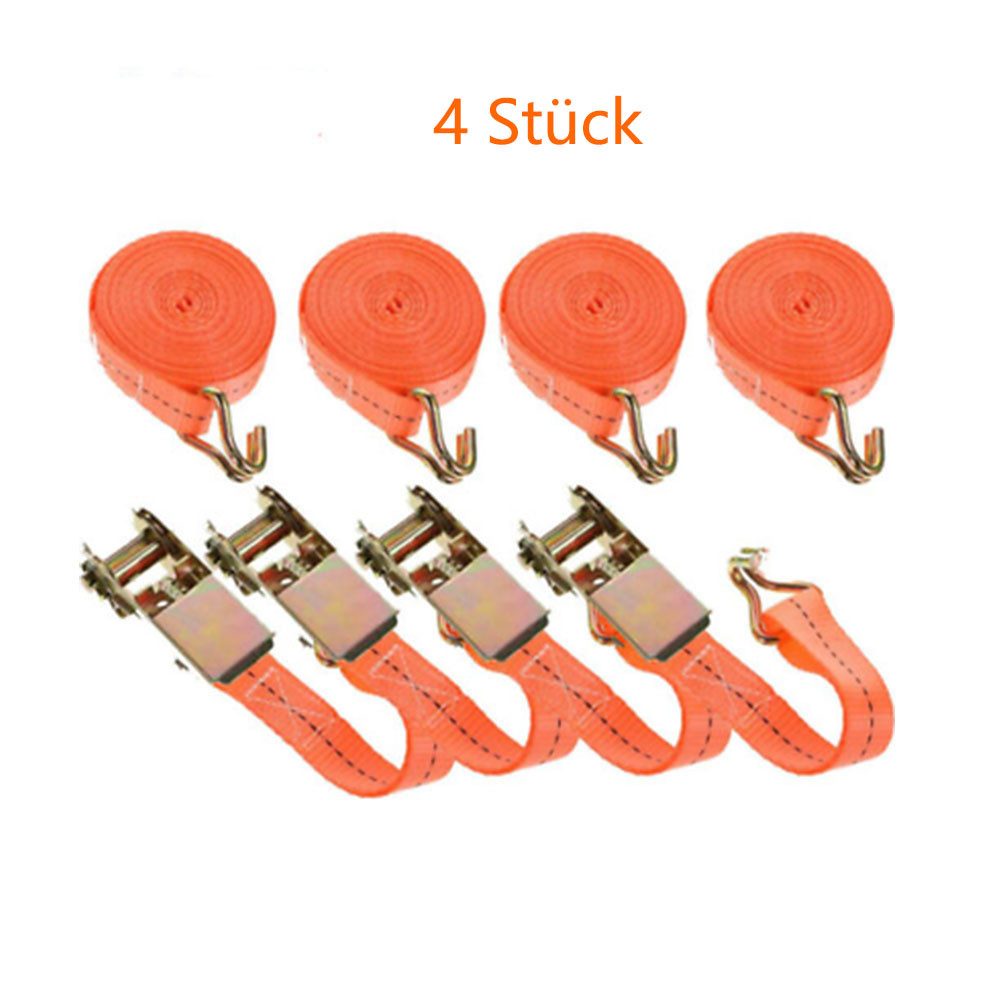 Refined Living Spanngurt 4x Zurrgurte mit Ratsche & Haken,800kg,6m,Spanngurte Set,Transportgurt ...